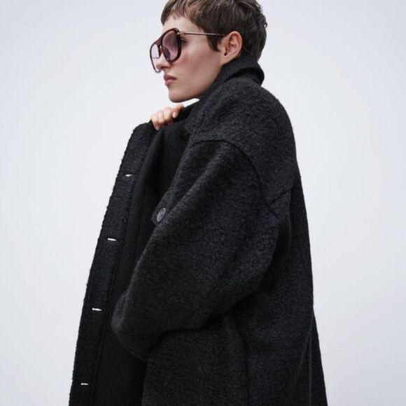 Zara | Jackets & Coats | Zara Womens Soft Overshirt Black | Poshmark